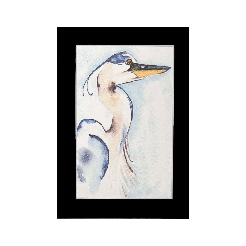 Beach Life Art Black Framed Watercolor Print, 5" x 7" - Great Blue Her