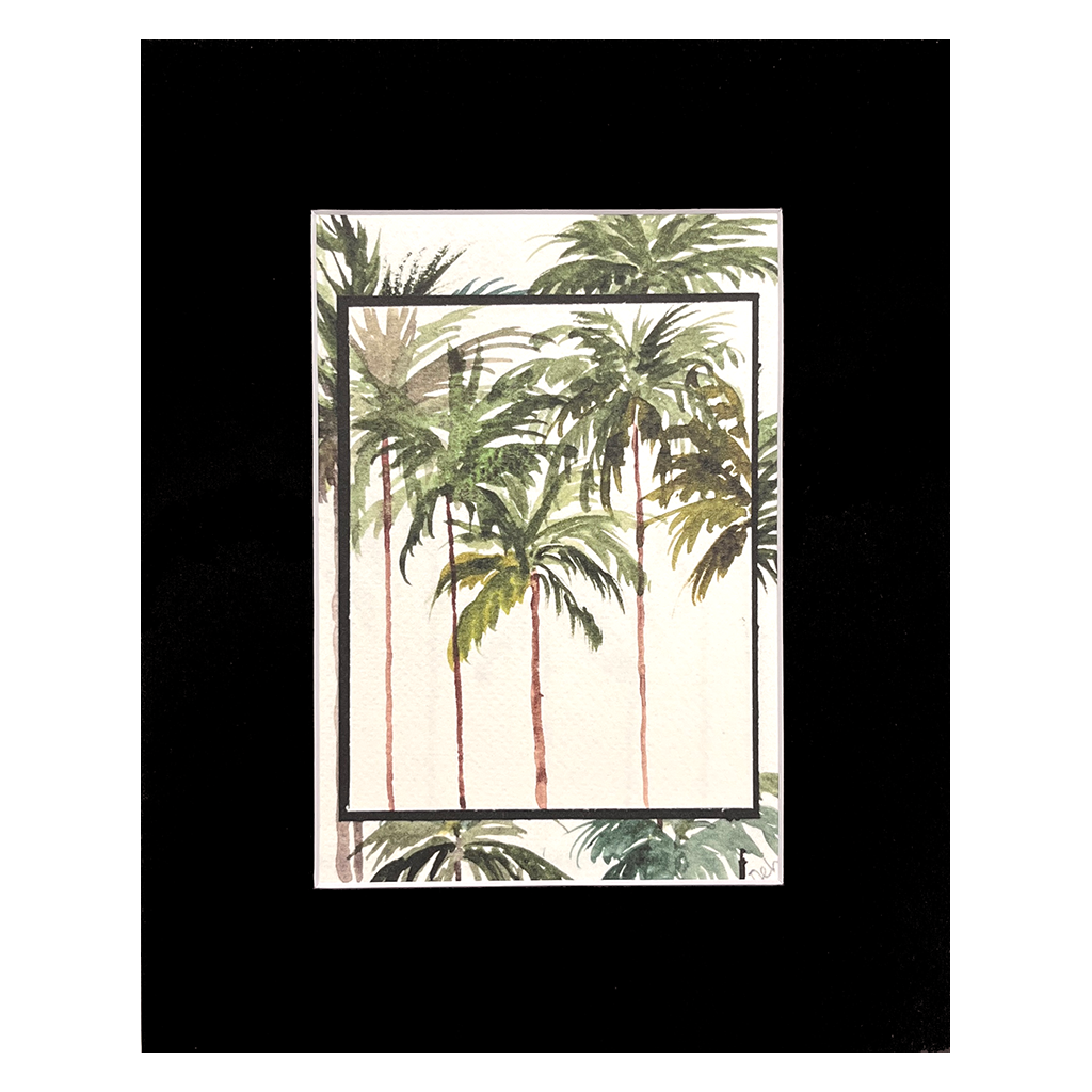 Beach Life Art Black Framed Watercolor Print, 8" x 10" - Palm Trees
