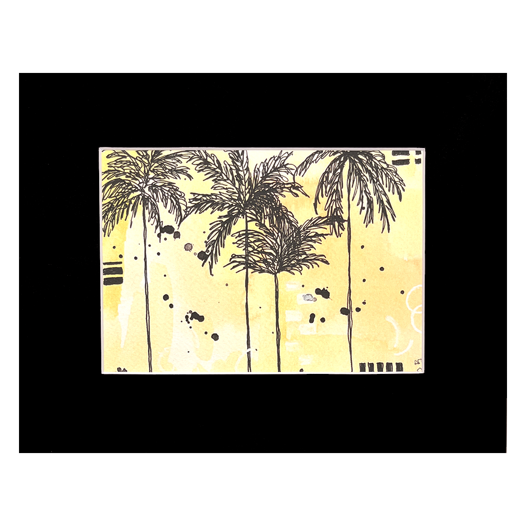 Beach Life Art Black Framed Watercolor Print, 8" x 10" - Palm Trees