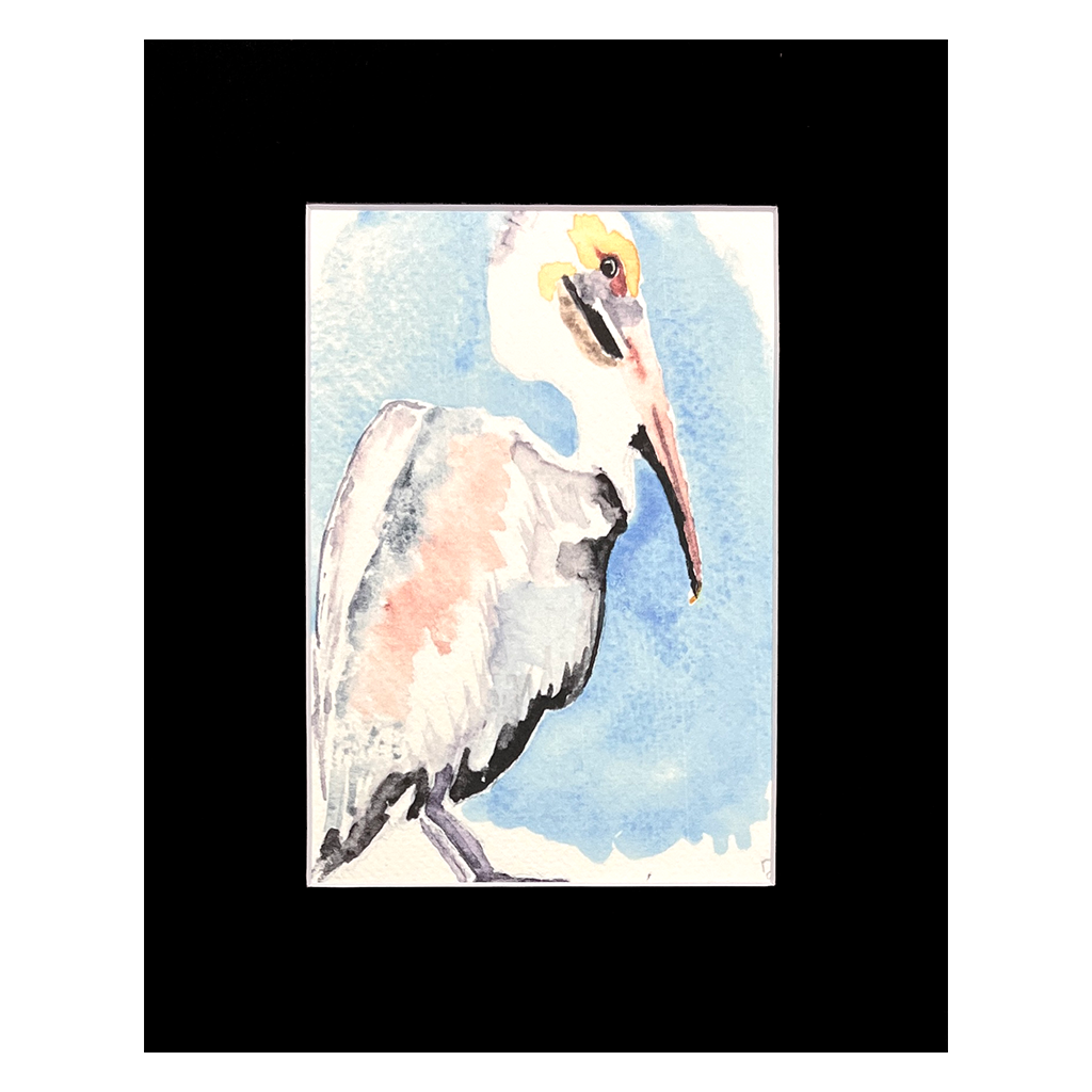 Beach Life Art Black Framed Watercolor Print, 8" x 10" - Pelican