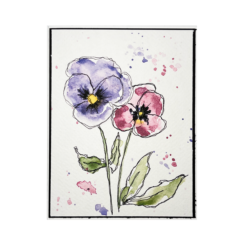 Dual Pansy Watercolor Card