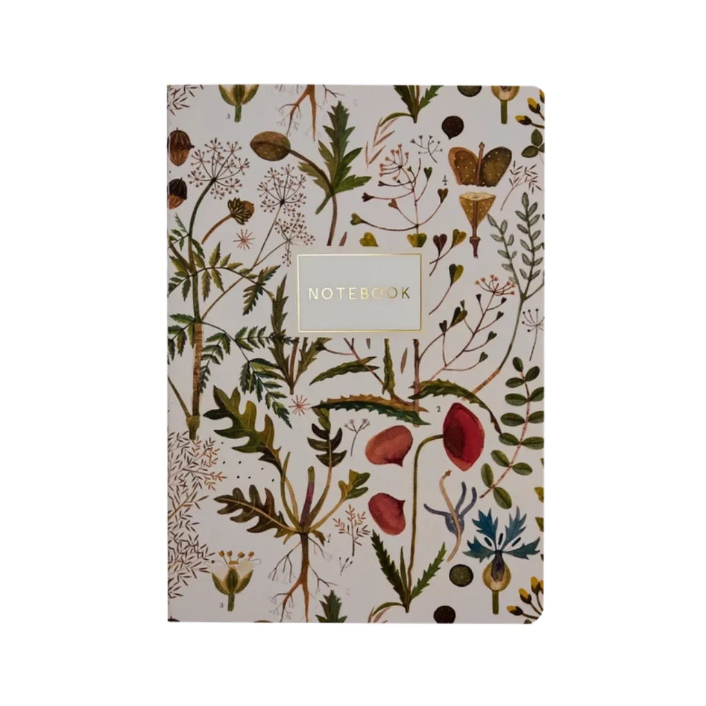 76 Page Softcover Lined Notebook, A5 - Flora Series