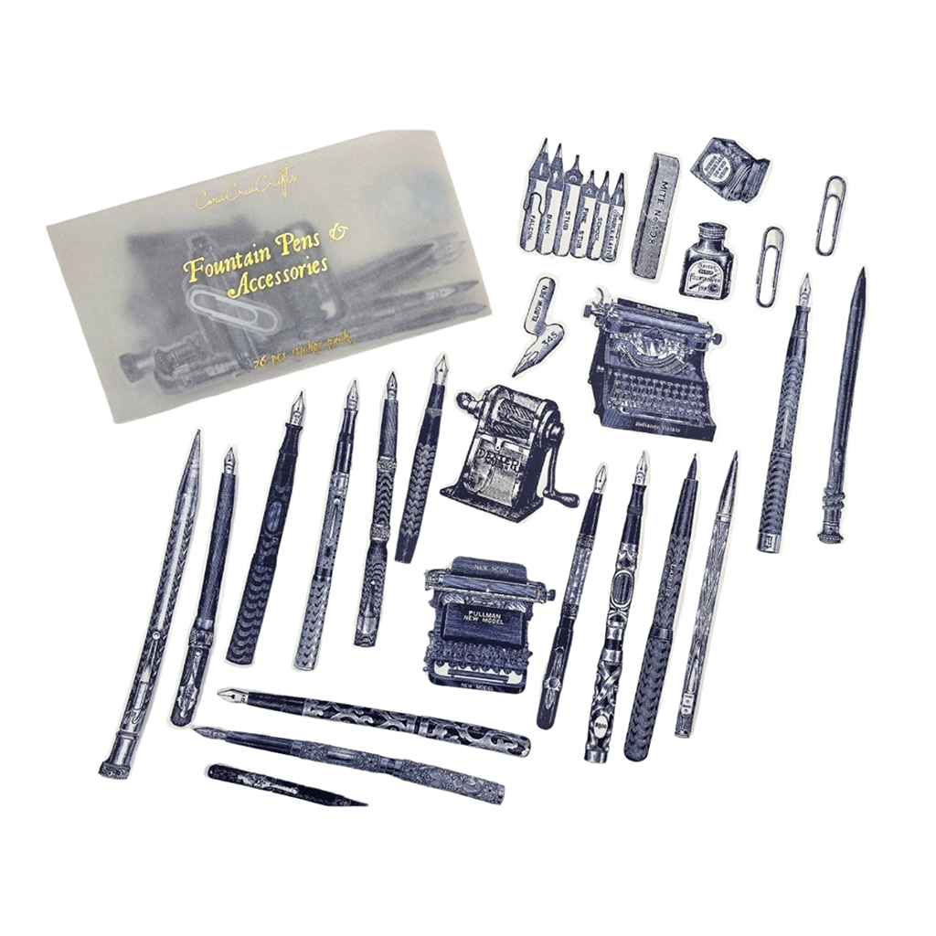 CoraCreaCrafts Fountain Pens Clear Stickers