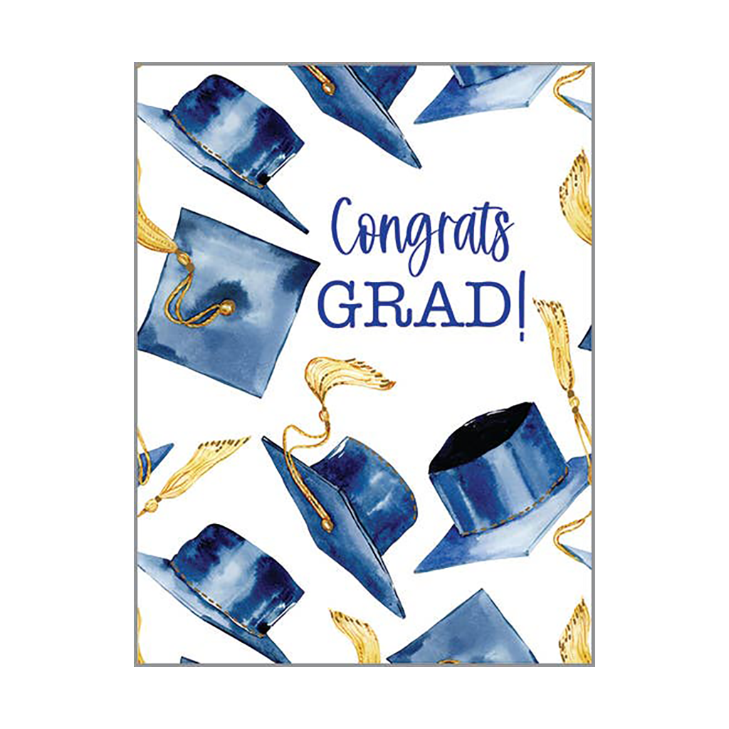 Navy Grad Caps Graduation Card
