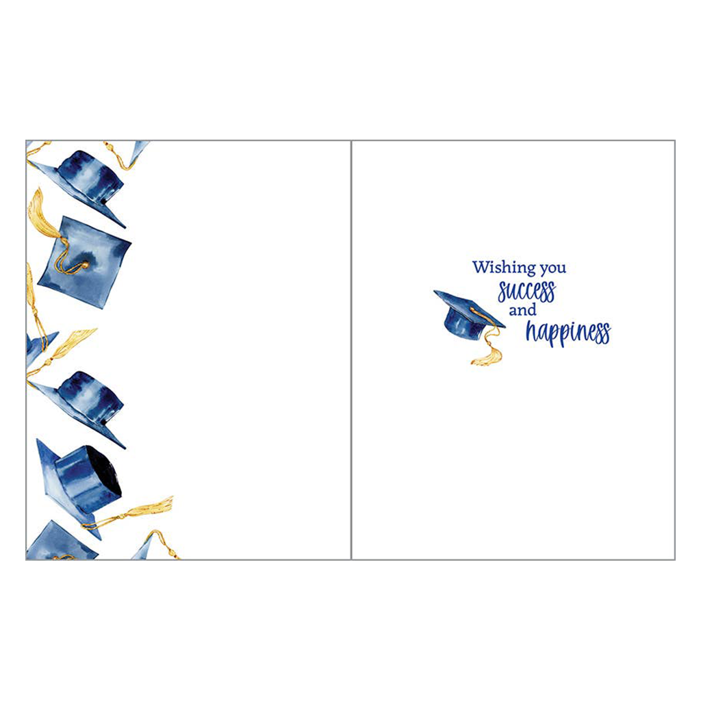 Navy Grad Caps Graduation Card