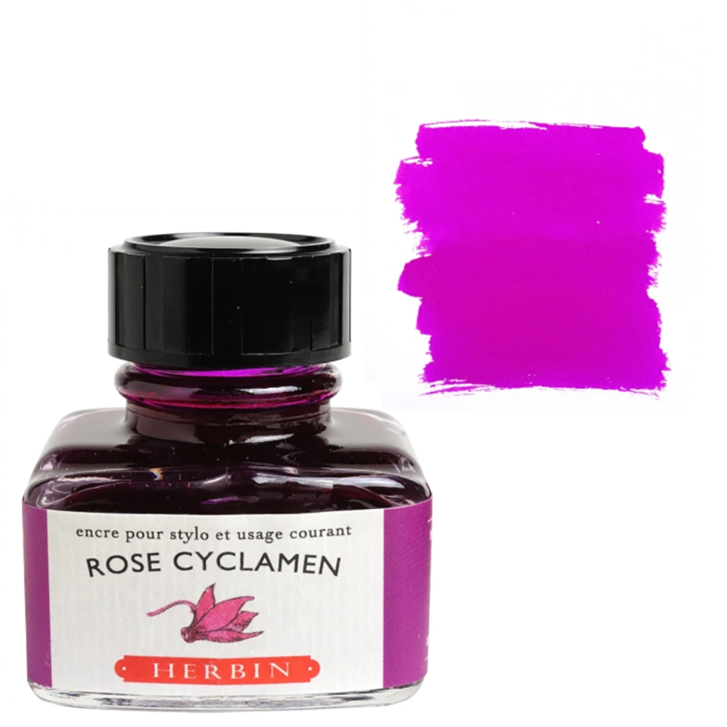 Herbin Fountain Pen Ink, 30ml Bottle, Rose Cyclamen (Pink Cyclamen)
