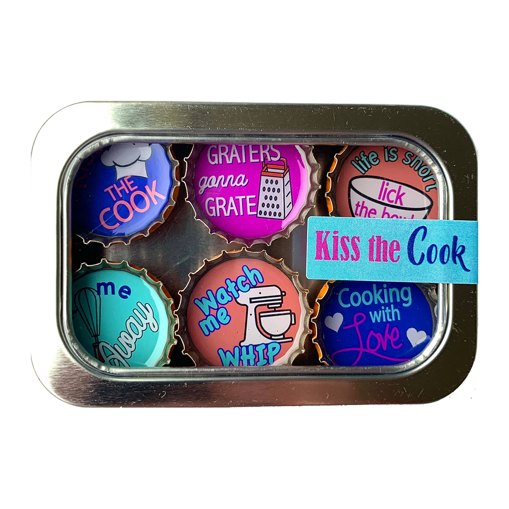 Kiss The Cook Bottle Cap Magnet Set