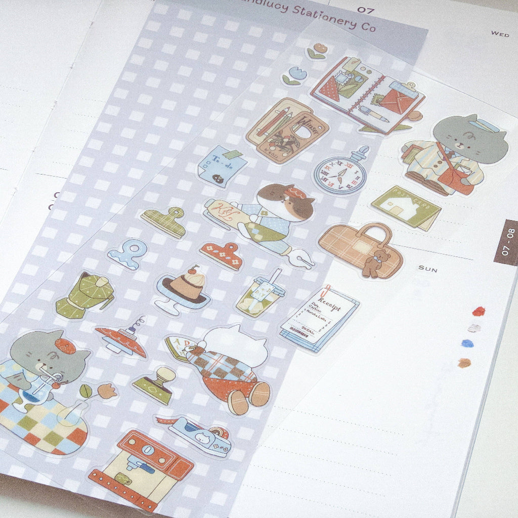 Kuboandlucy x Idiot Sandwich Cafe Journaling Sticker Sheet, Clear Matt