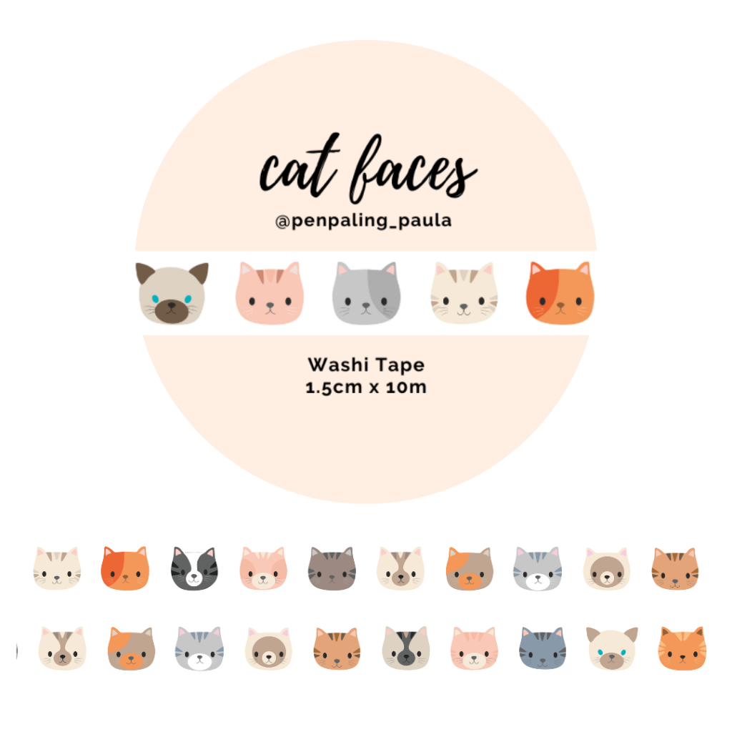 Penpaling Paula Cat Faces Washi Tape