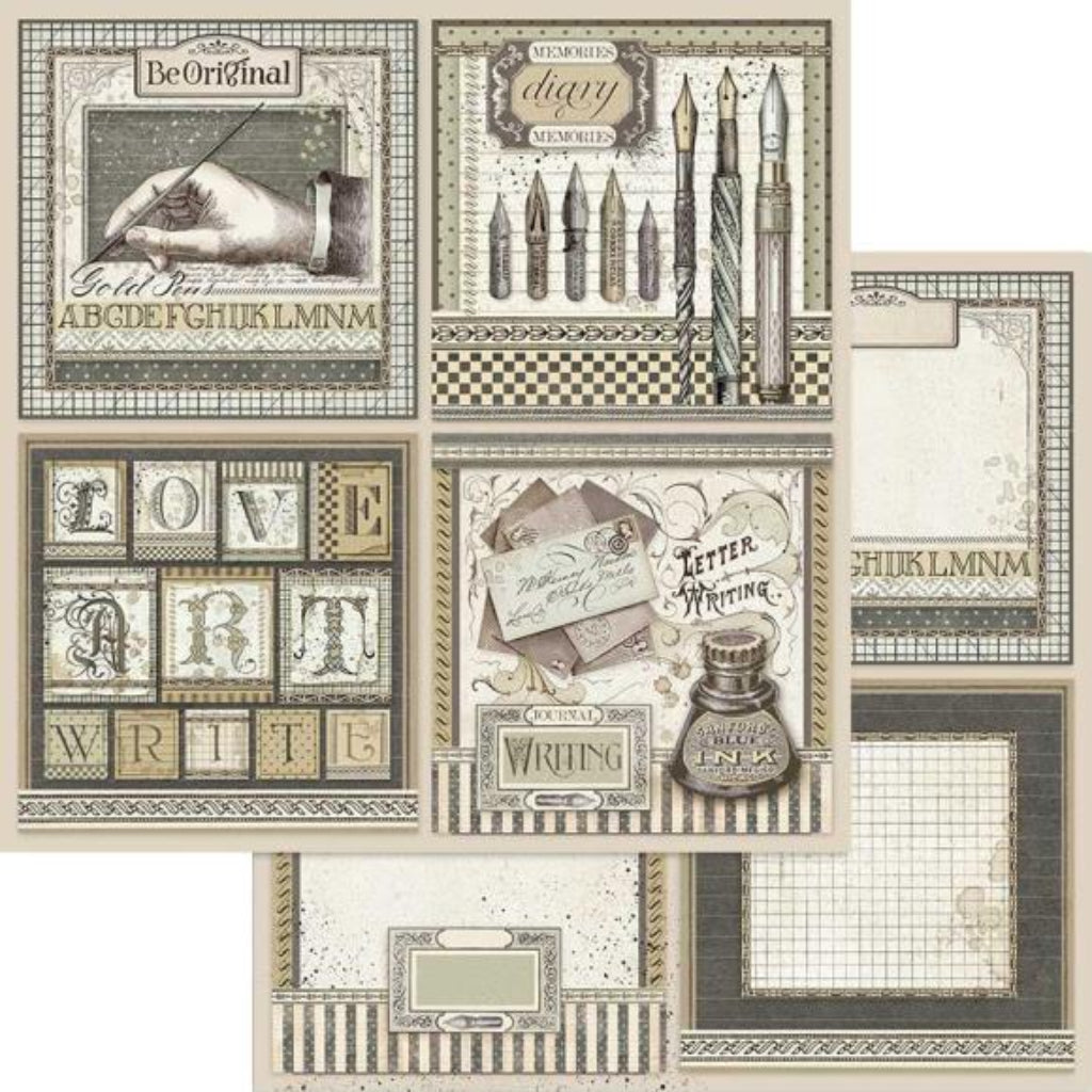 Stamperia Scrapbook Paper Sheet, 12x12 - Calligraphy Cards