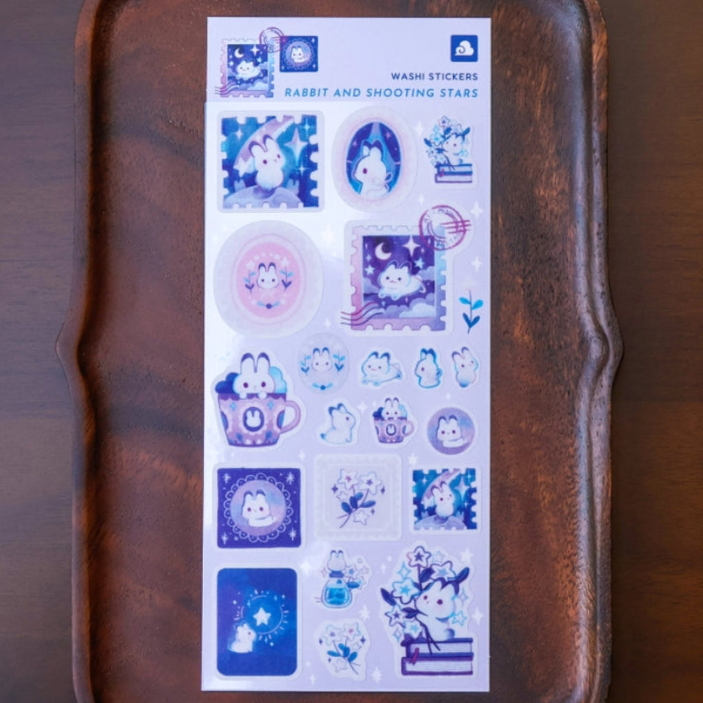 Thousand Skies Washi Sticker Sheet - Rabbit and Shooting Stars